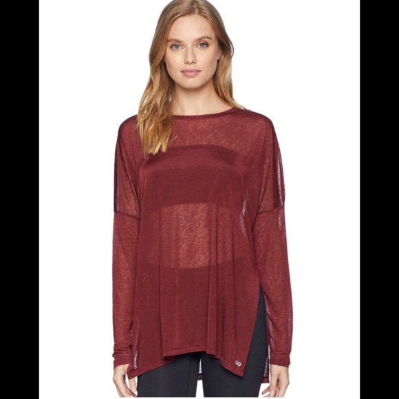 ALO Yoga | Tops | Arrow Oversized Long Sleeve Tee Cherry | Poshmark